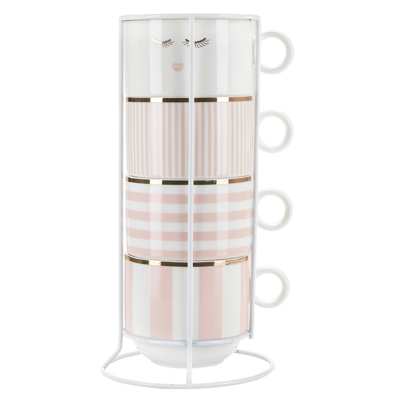 Miss Etoile Closed Eyes and Stripes Mugs - Set of 4 – SAK Home